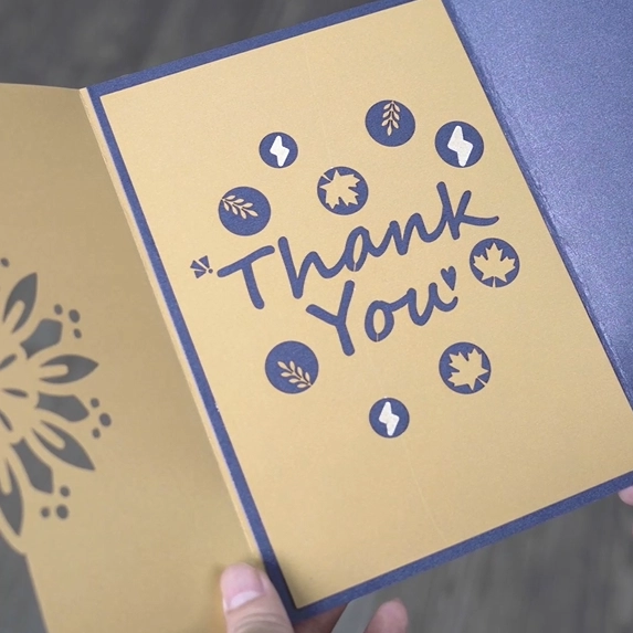 Laser cutting-Perforated Thank-you Card | Thunder Laser